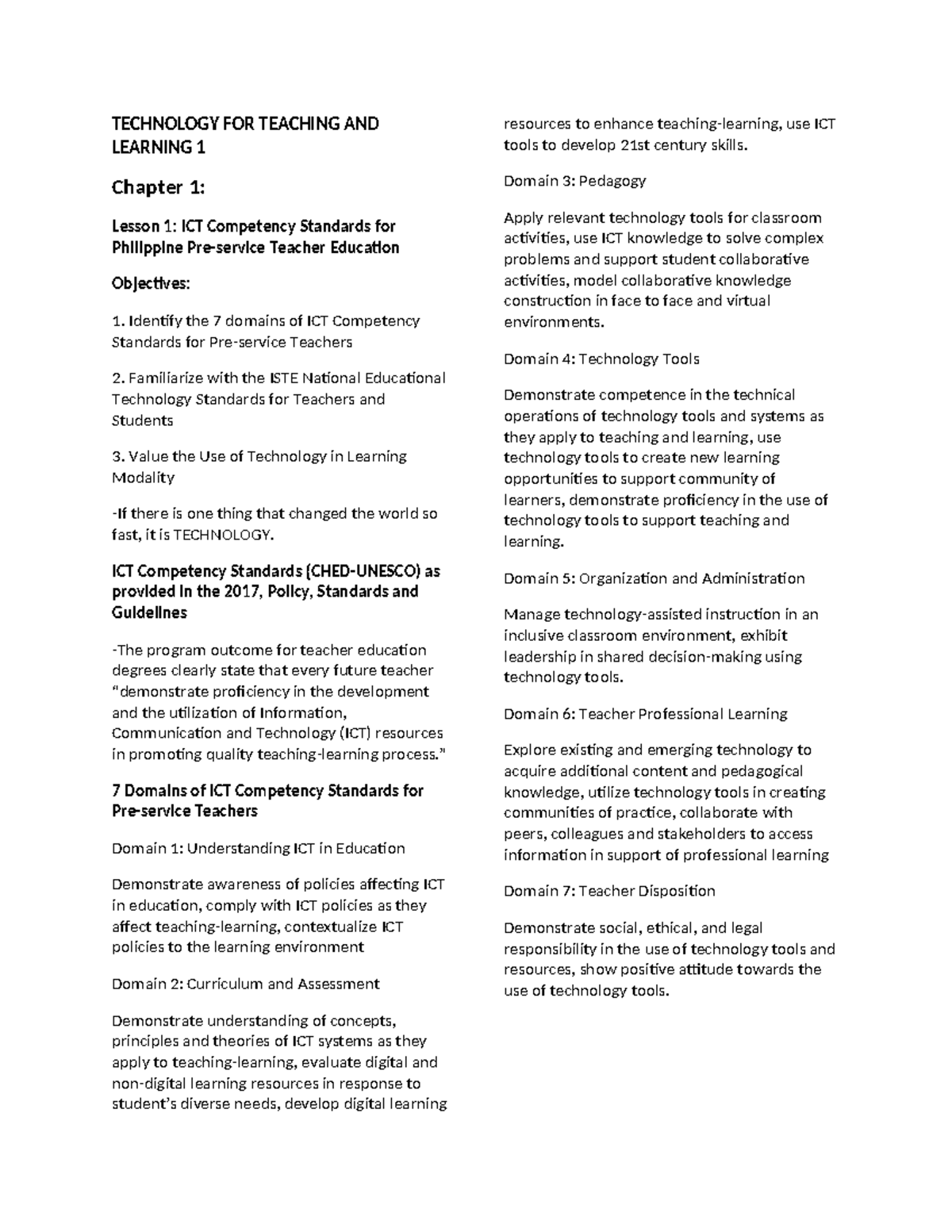 Chapter 1 Lesson 1-3 TTL1 Handouts - TECHNOLOGY FOR TEACHING AND LEARNING 1 Chapter 1: Lesson 1 ...