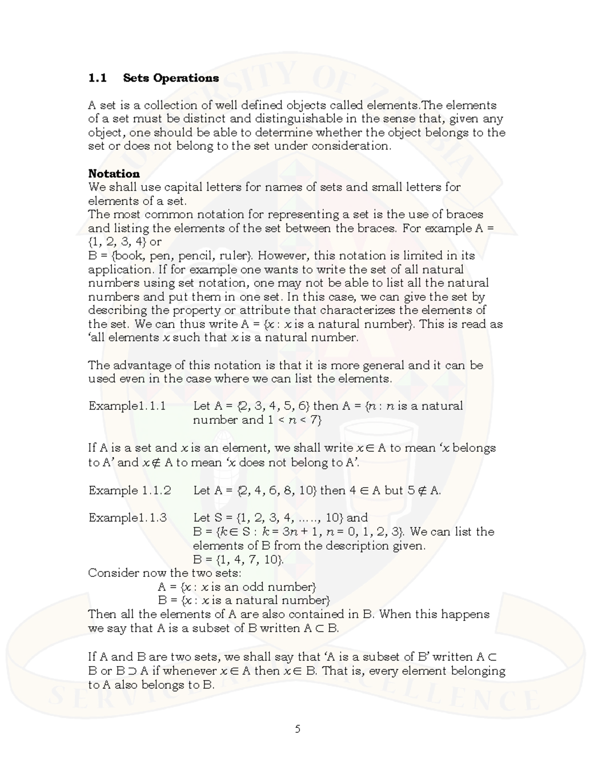 Mat 1120 Notes on Sets 2021-22 - 1 Sets Operations A set is a ...