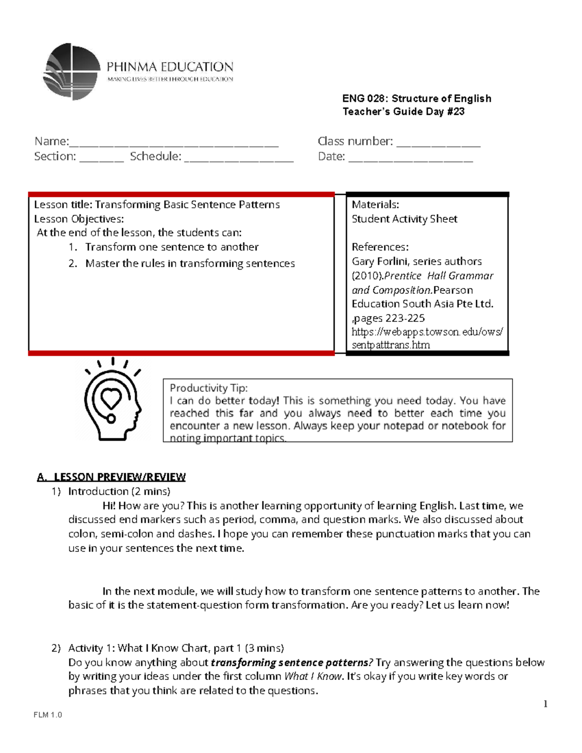 - TG DAY #23 - ENG 028: teacher's guide module 23 - Teacher’s Guide Day ...