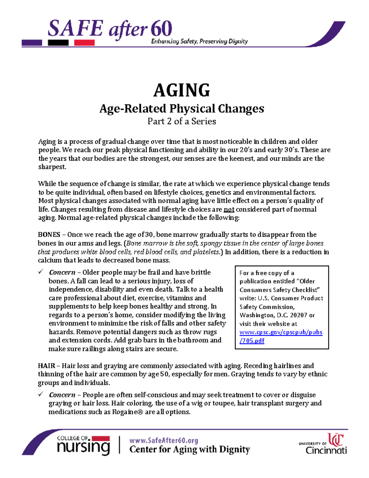 Part 2 Aging Physical Changes - AGING Age-Related Physical Changes Part ...