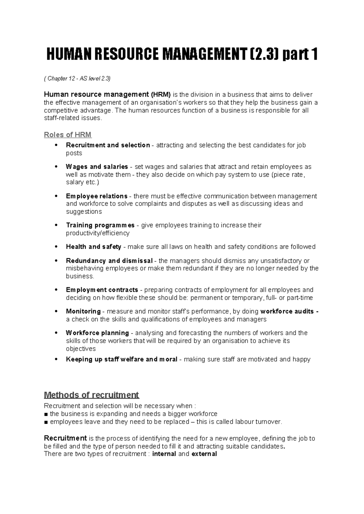 Human Resource Management part 1 - HUMAN RESOURCE MANAGEMENT (2) part 1 ...