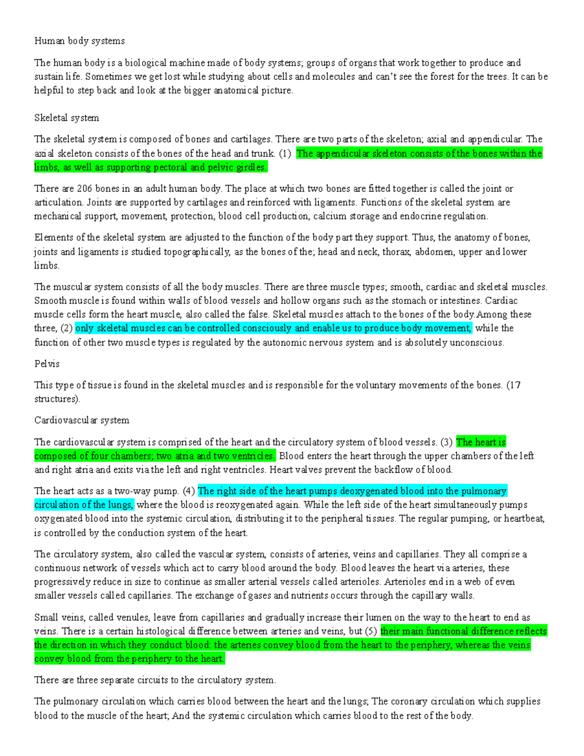 Zzoology LECT Assignment - Human body systems The human body is a ...