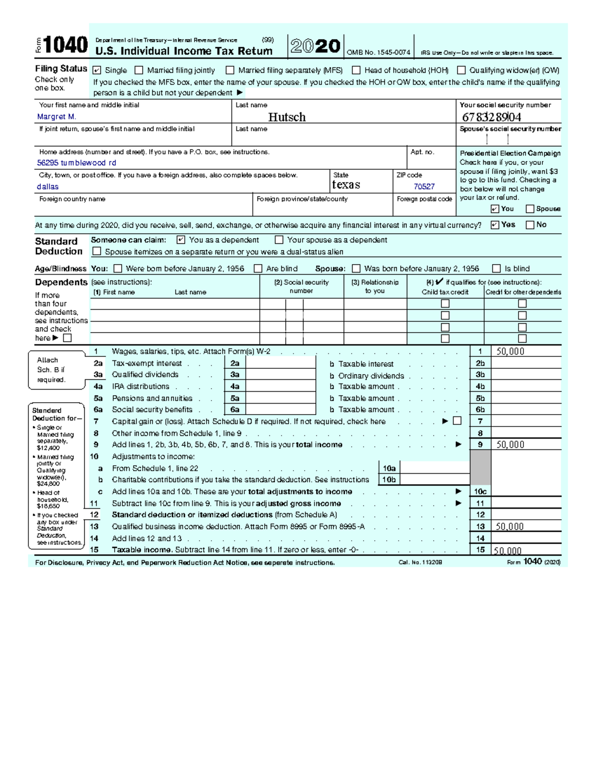 geometry chapter 12 - f1040 - Form 1040 U. Individual Income Tax Return ...