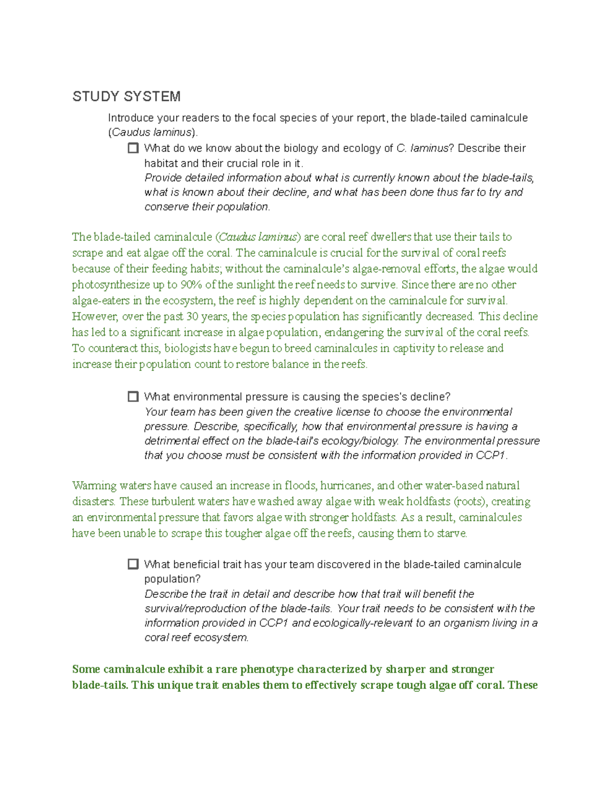 BIO114- SSP1 - SSP1; Discussion - STUDY SYSTEM Introduce your readers ...