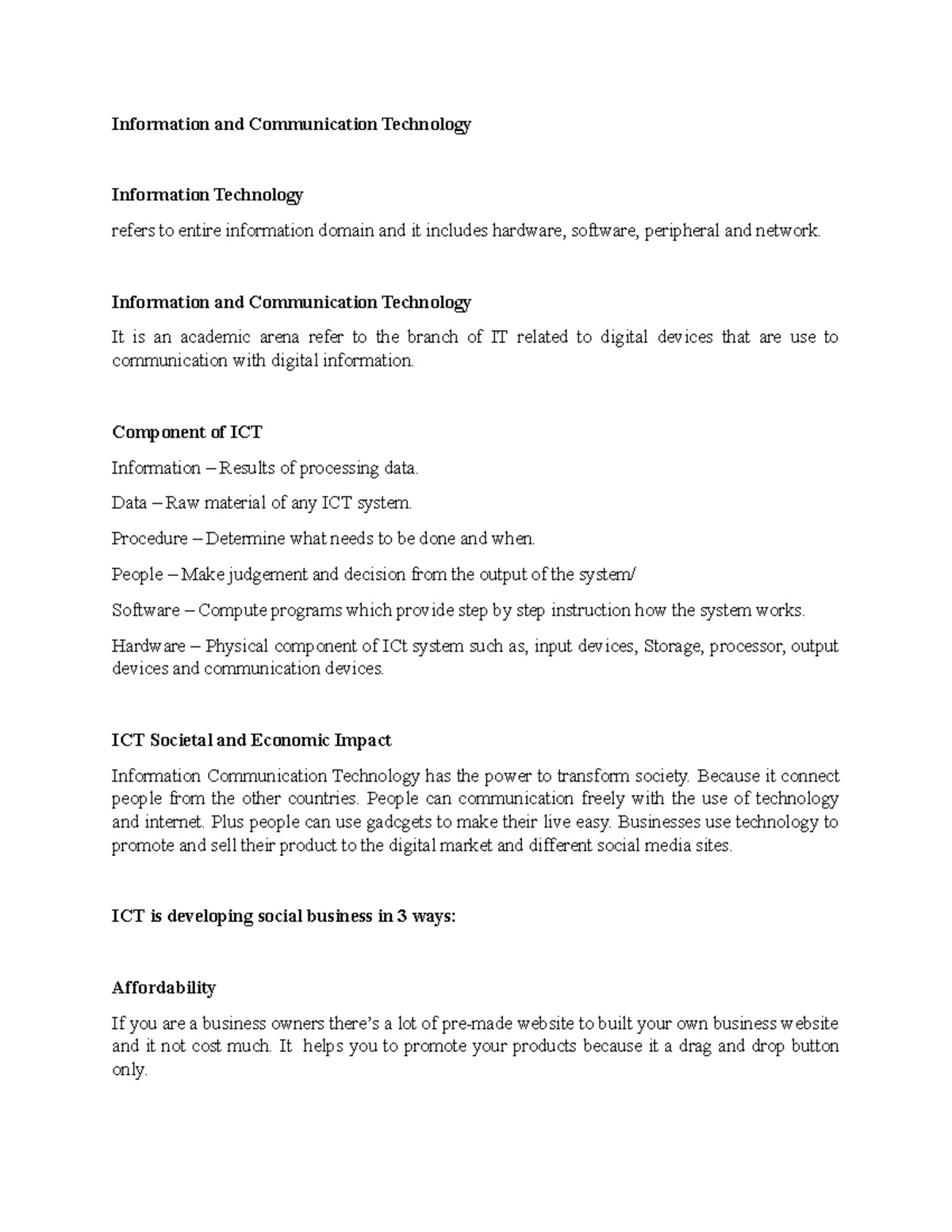 Ethics of ICT - Lecture notes 1-2 - Information and Communication ...