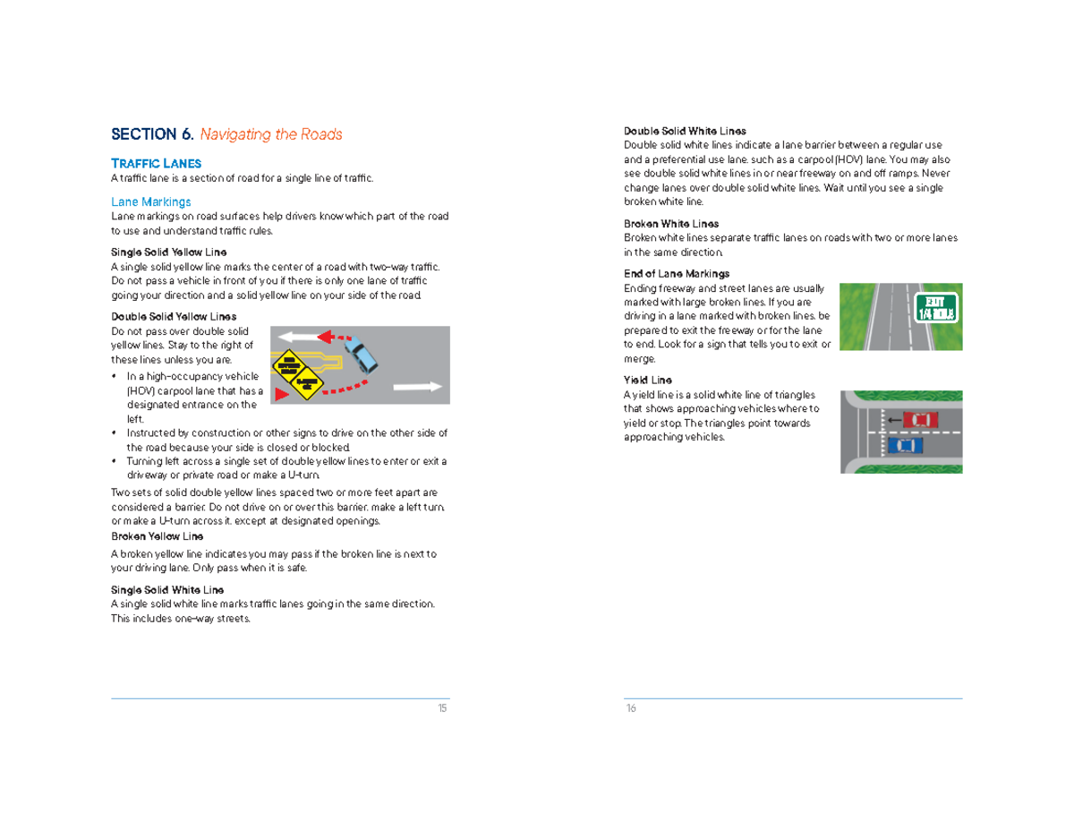DMV prep - And prep notes - SECTION 6. Navigating the Roads T!"##$% L ...