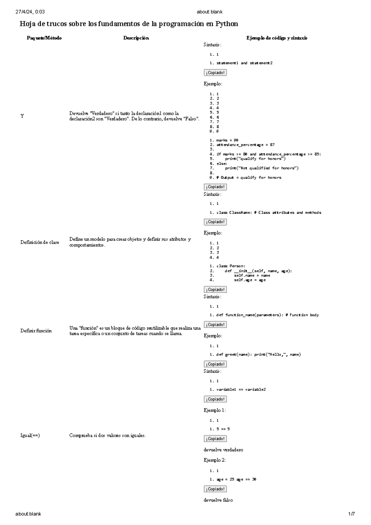 Hoja de trucos python - . . . - Hoja de - Studocu