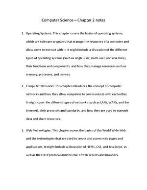 Comp Sci Ch.1 notes - This document goes over key elements and ...