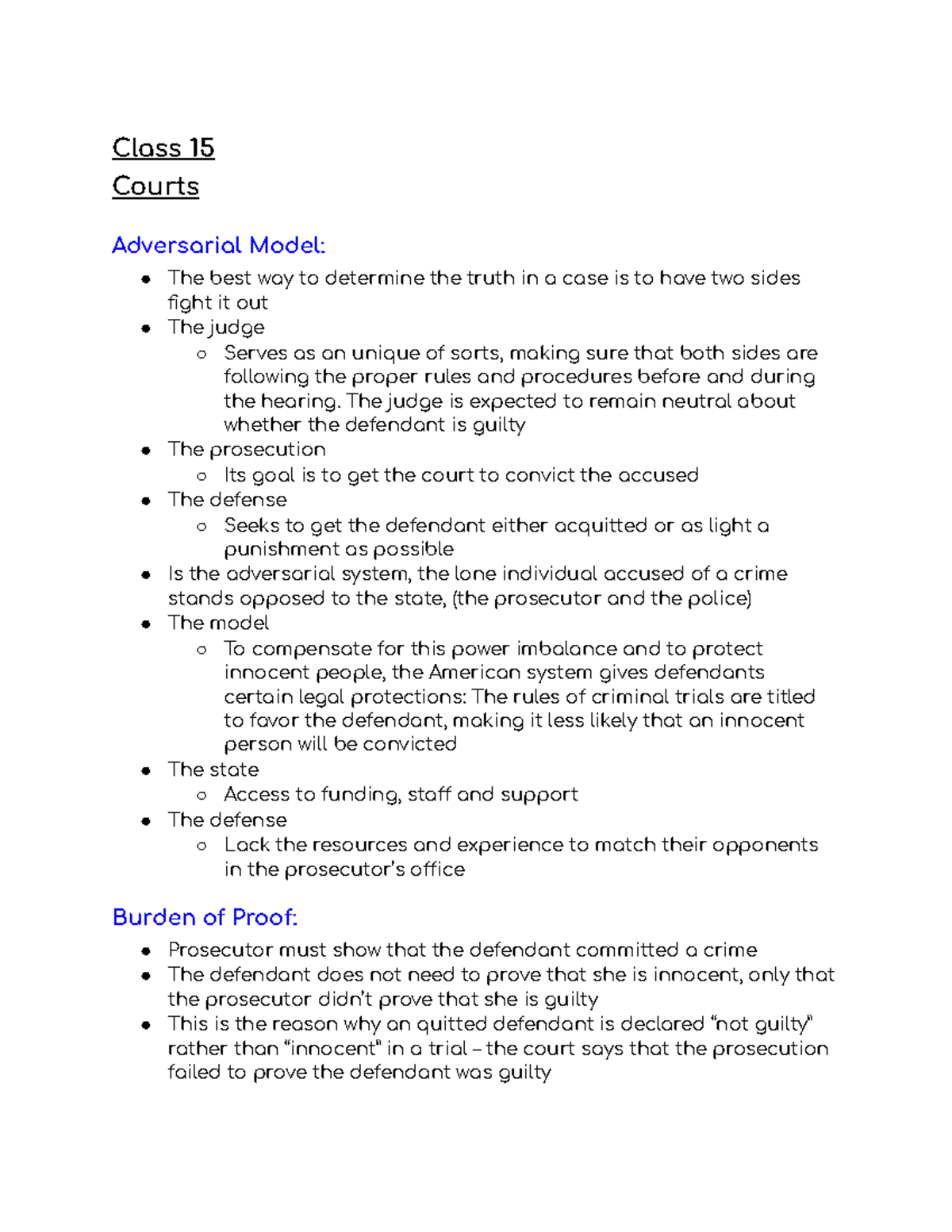 Class 15-Courts - Professor Espinoza - Class 15 Courts Adversarial ...