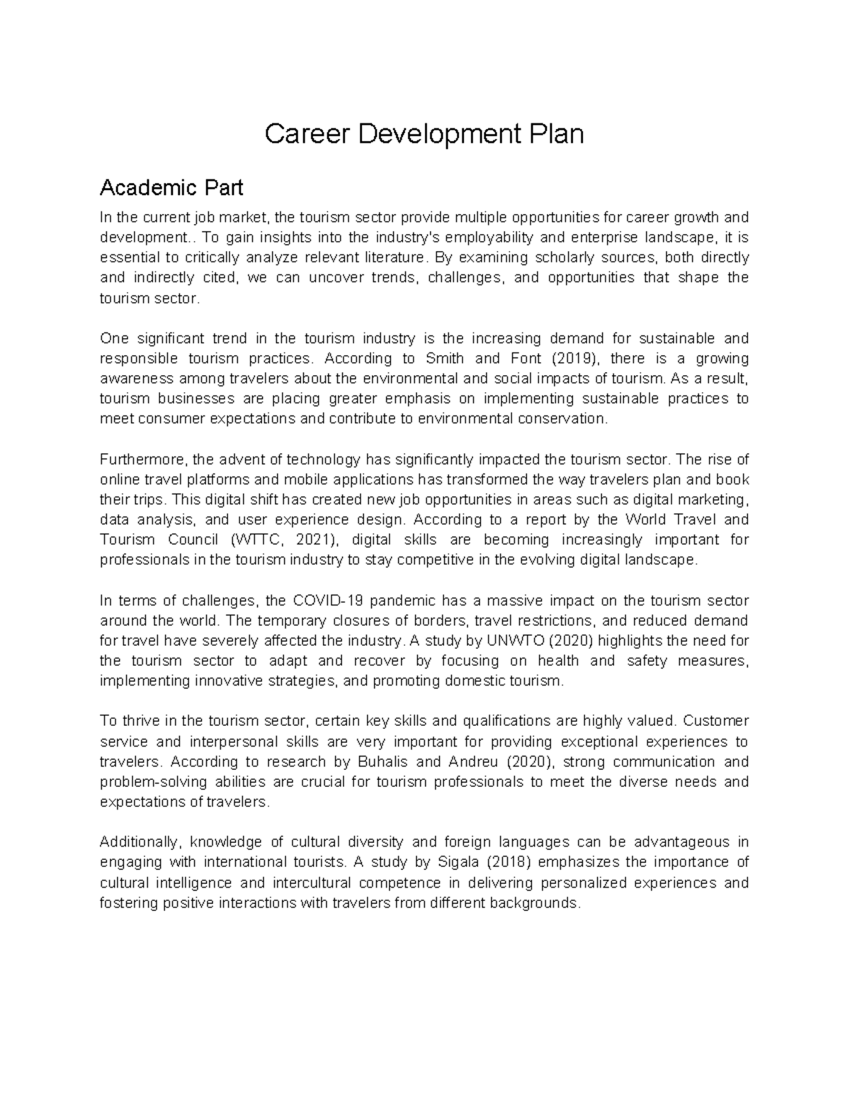 Student 5 Assignment - Career Development Plan Academic Part In the ...