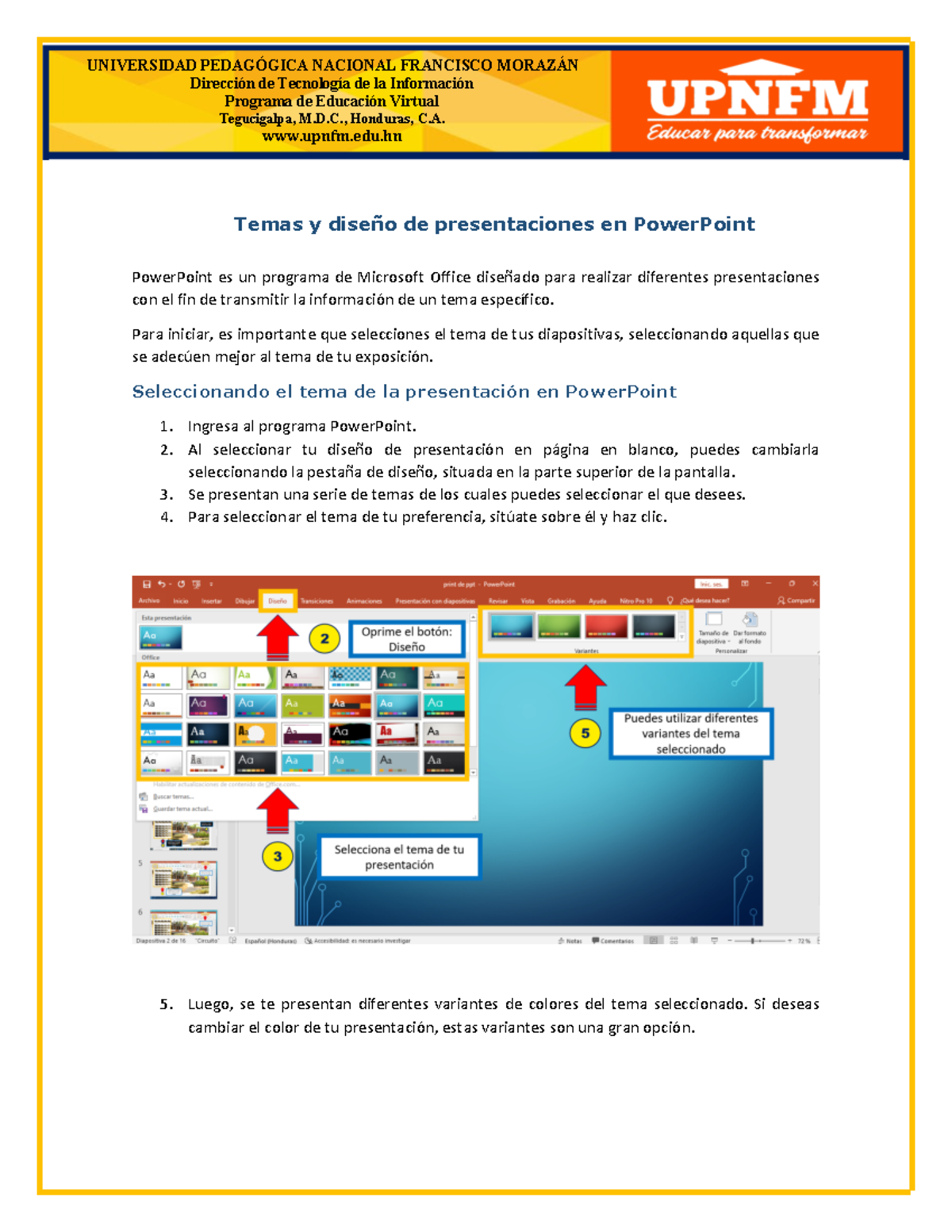 Seleccionando temas y diseño de presentaciones en Power Point-1 ...