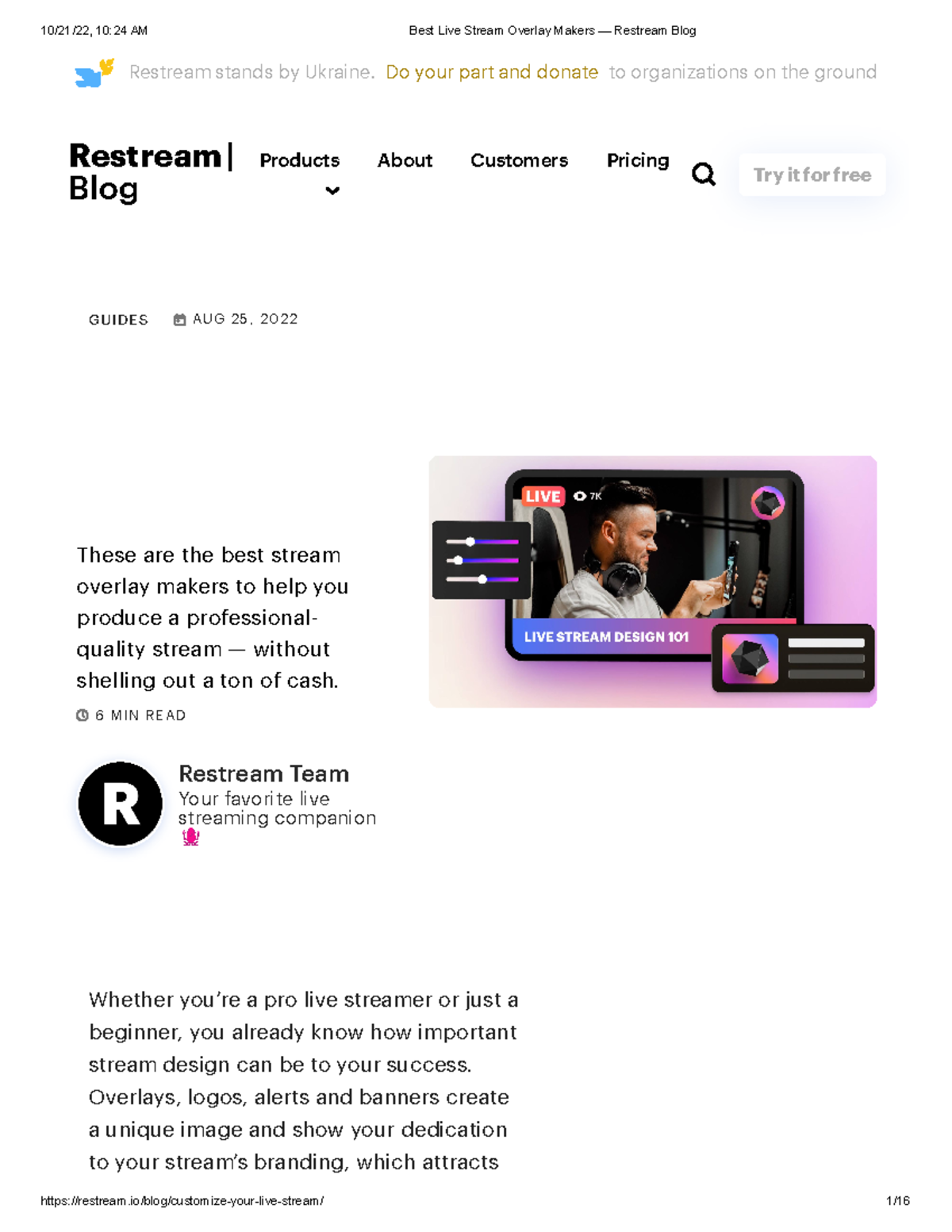 Best Live Stream Overlay Makers — Restream Blog - GUIDES AUG 25, 2022 These are the best stream ...