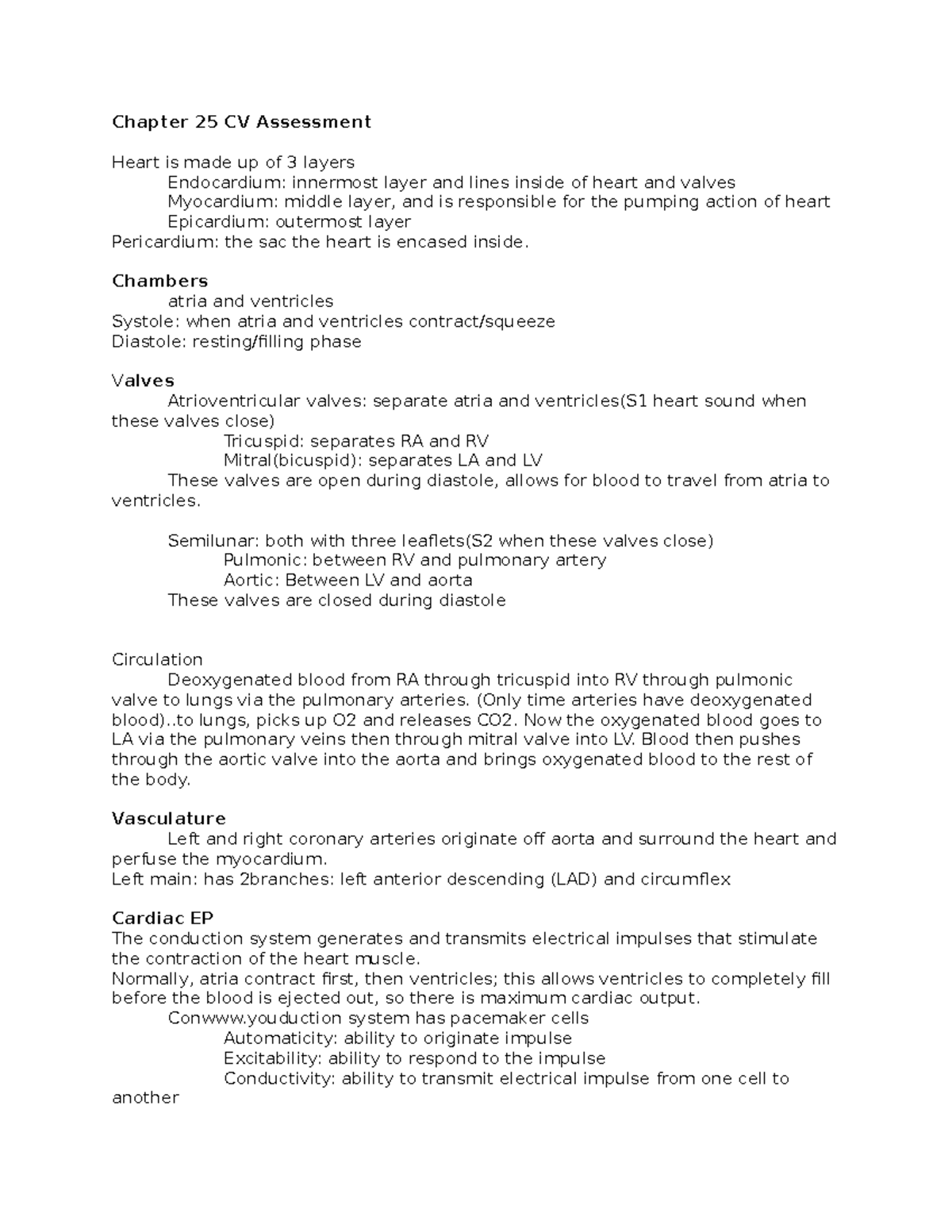 Chapter 25 CV Assessment Adult 2 - Chapter 25 CV Assessment Heart is ...