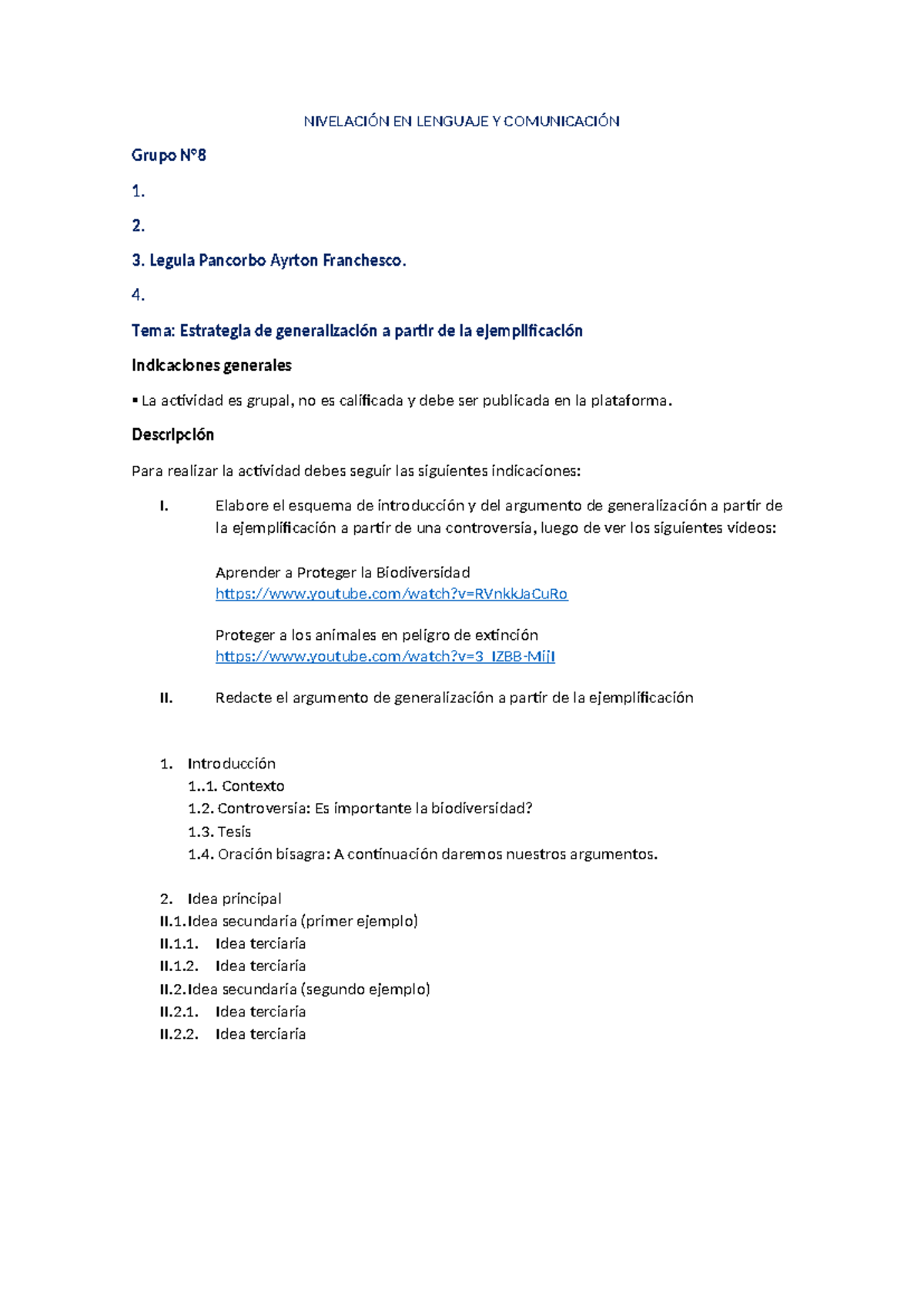 Esquema de generalización a partir de la ejemplificación - NIVELACIÓN ...