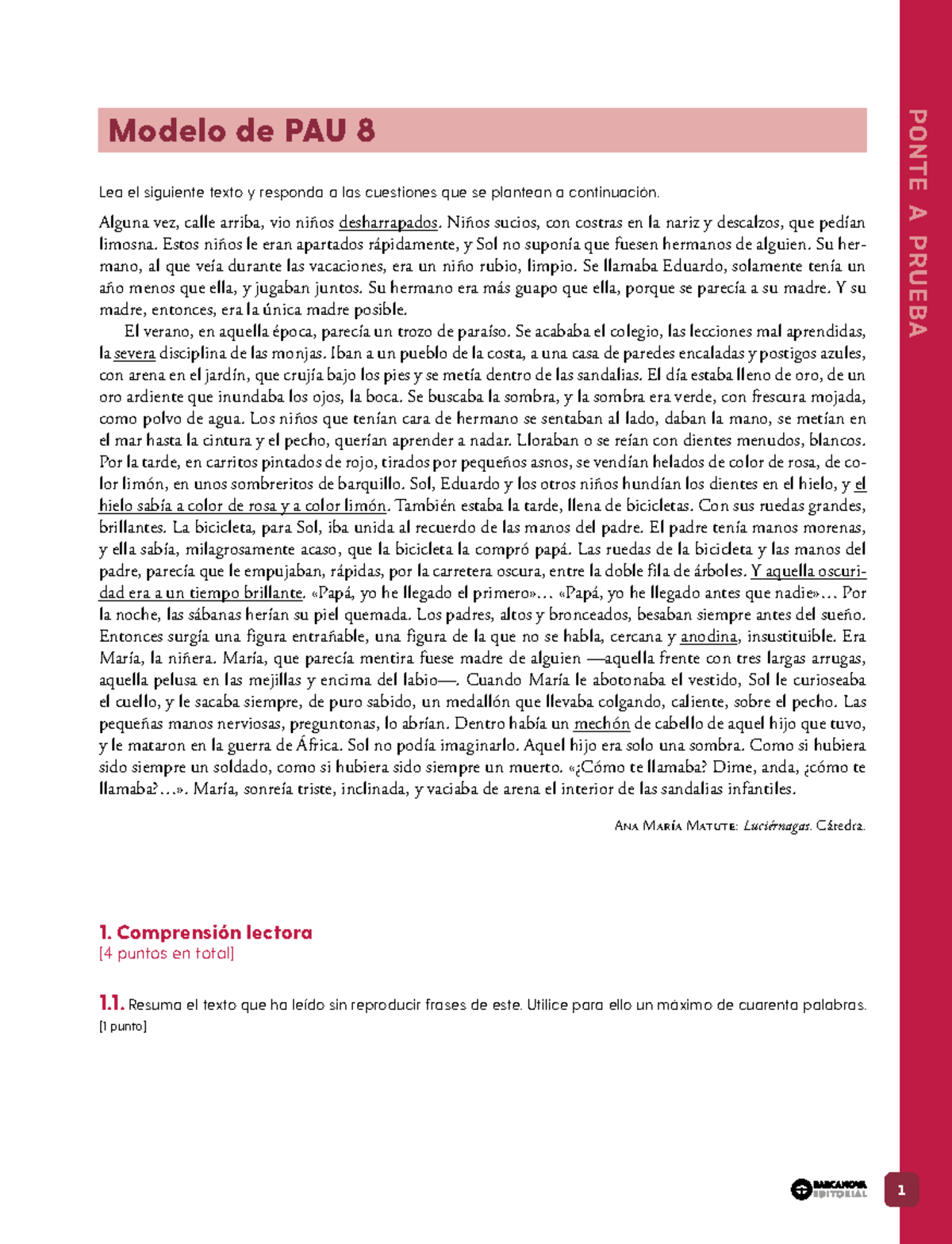 08 digital QBatx cast pau - Modelo de PAU 8 Lea el siguiente texto y ...