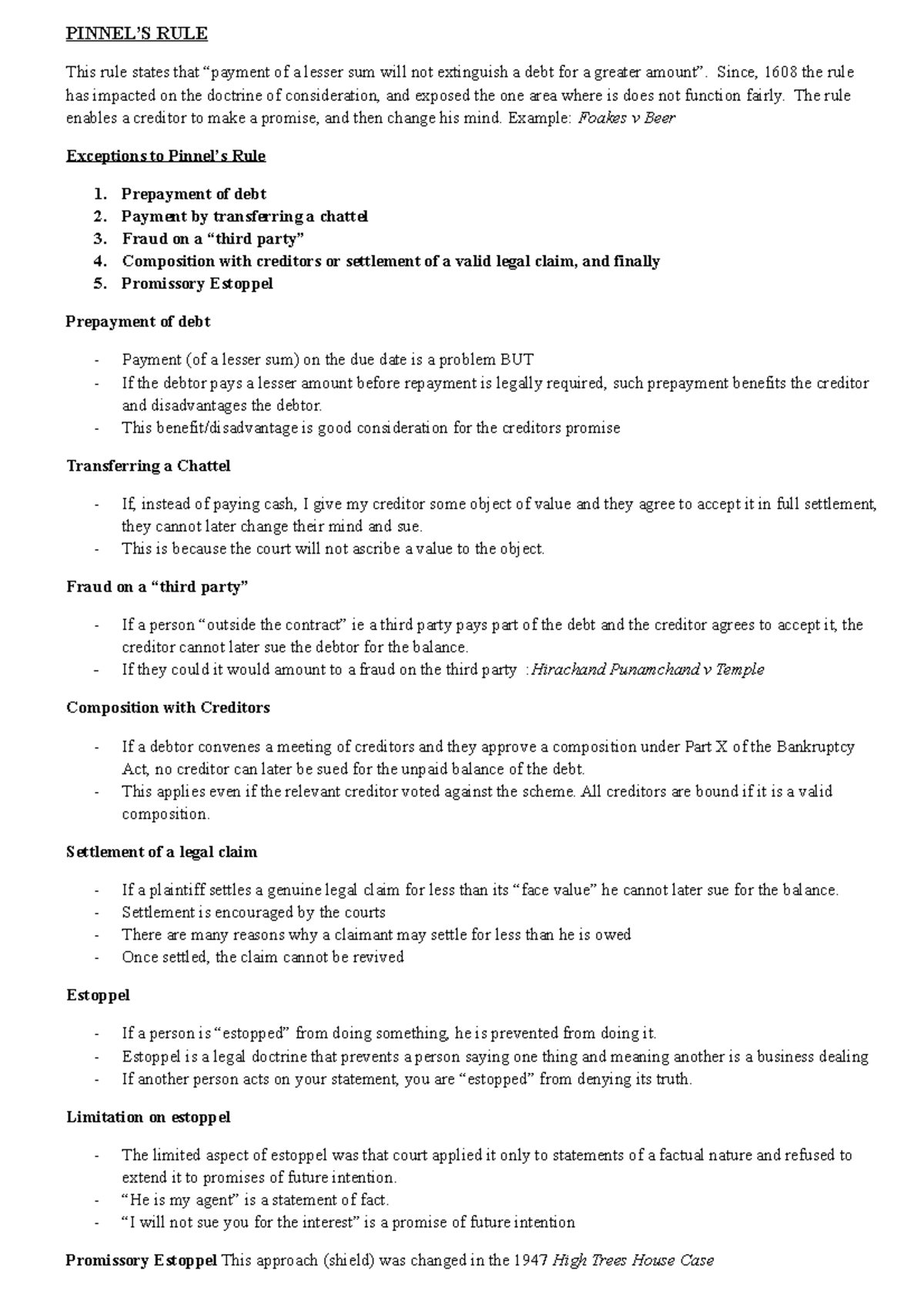 Summary - Pinnel's rule - RULE This rule states that of a lesser sum ...