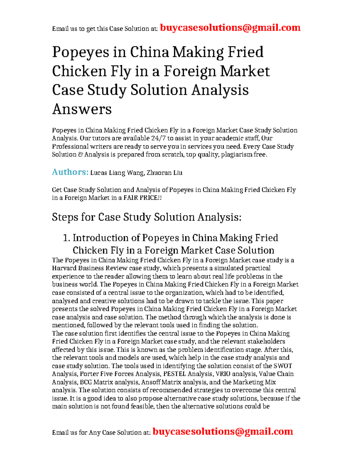 Case Solution Popeyes in China Making Fried Chicken Fly in a Foreign ...