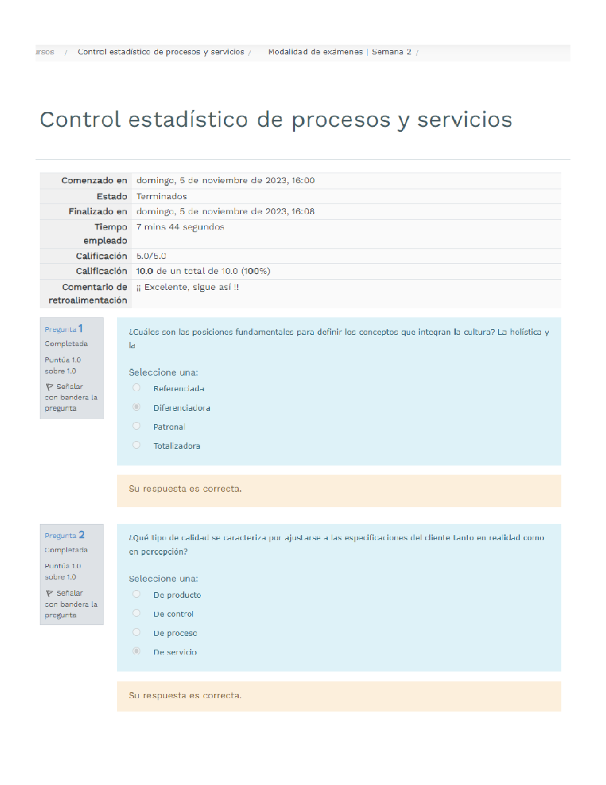 Control estadístico de procesos y servicios semana 2 - Studocu