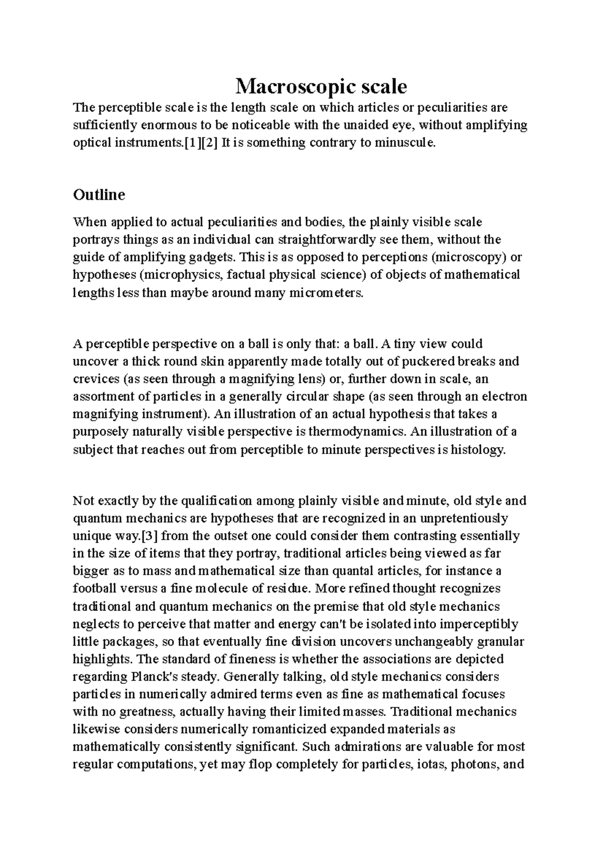Macroscopic scale - Ifah - Macroscopic scale The perceptible scale is ...
