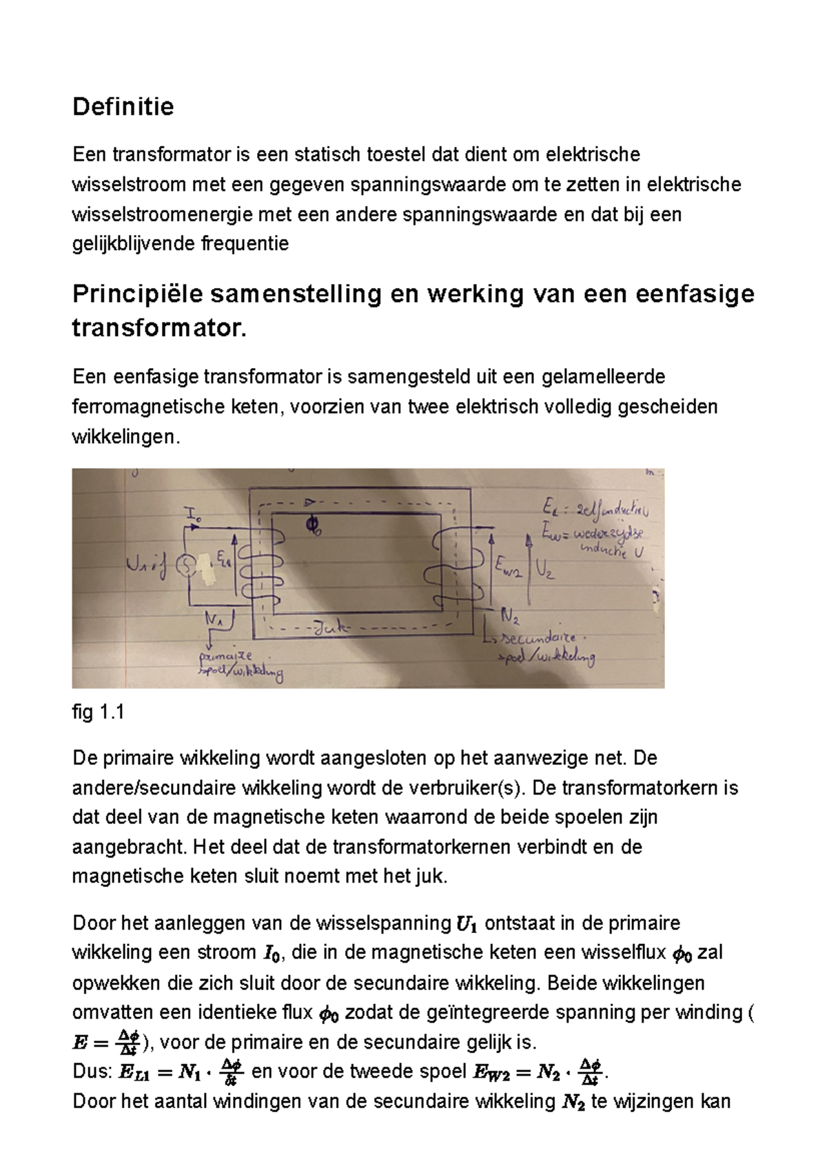 Transformatoren - Definitie Een transformator is een statisch toestel ...