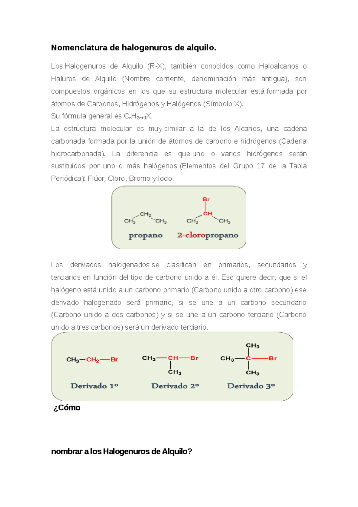 Nomenclatura para halogenuros de alquilo Química organica 1 ...