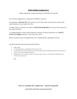 PS101 Written Assignment 2 - LOSALINI BOGIDUAILEKUTU S PS101 WRITTEN ...