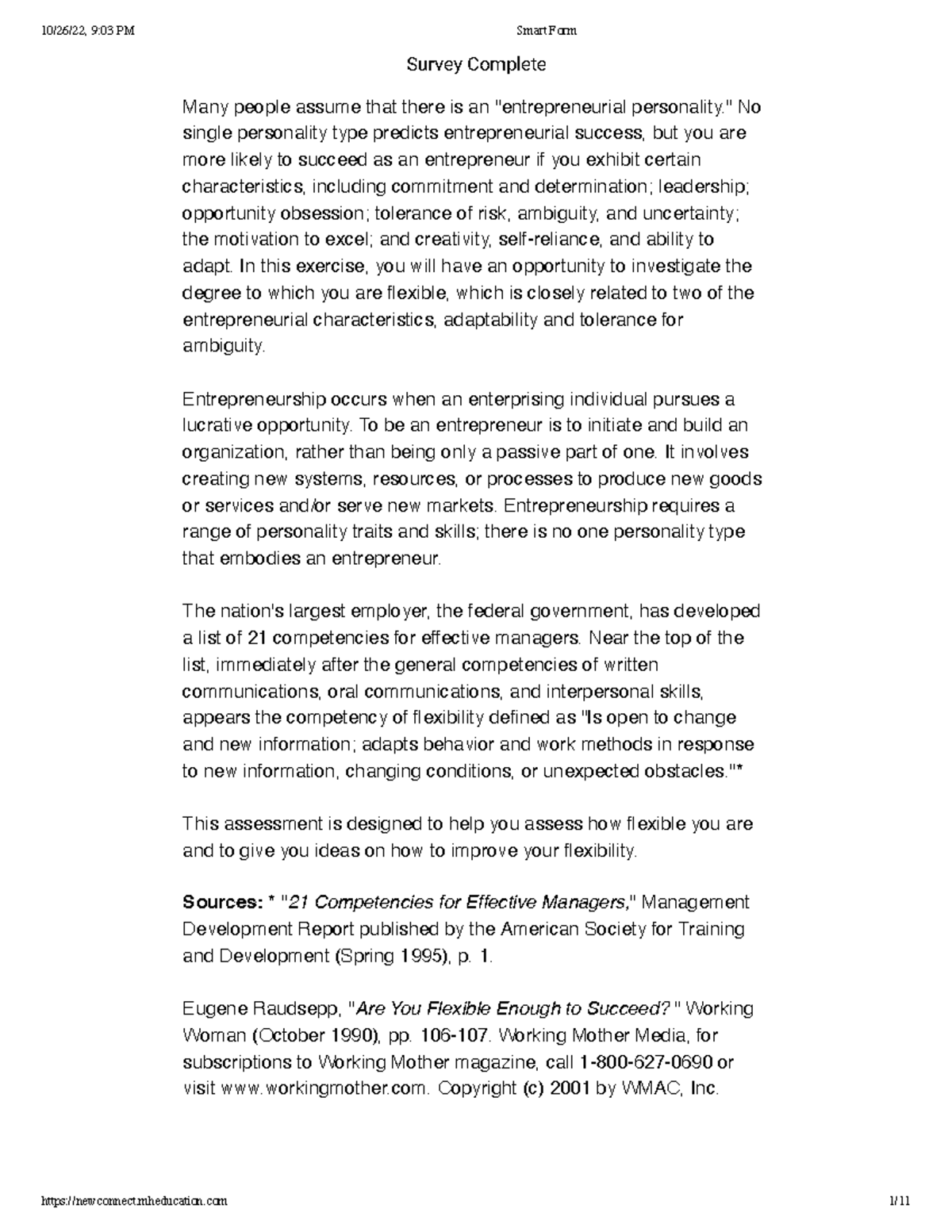 Self-Assessment Assessing Your Flexibility - Survey Complete Many ...