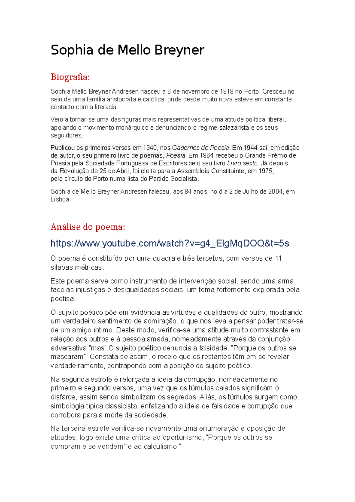 Sophia de Mello Breyner - Sophia de Mello Breyner Biografia: Sophia Mello Breyner Andresen ...