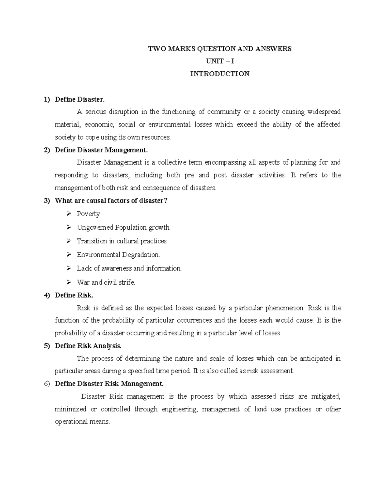 Two Marks With Answers Lecture Notes 1 Two Marks Question And Answers Unit I Introduction