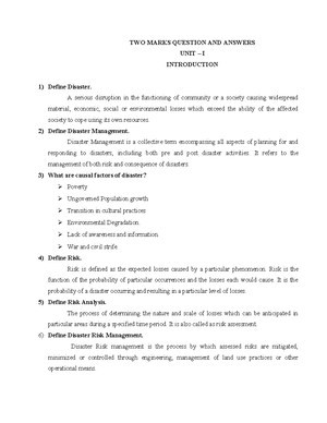 Disaster Management mcq 2 - Model Question Bank- 6 th Semester Soft Study MCQ Questions Disaster ...