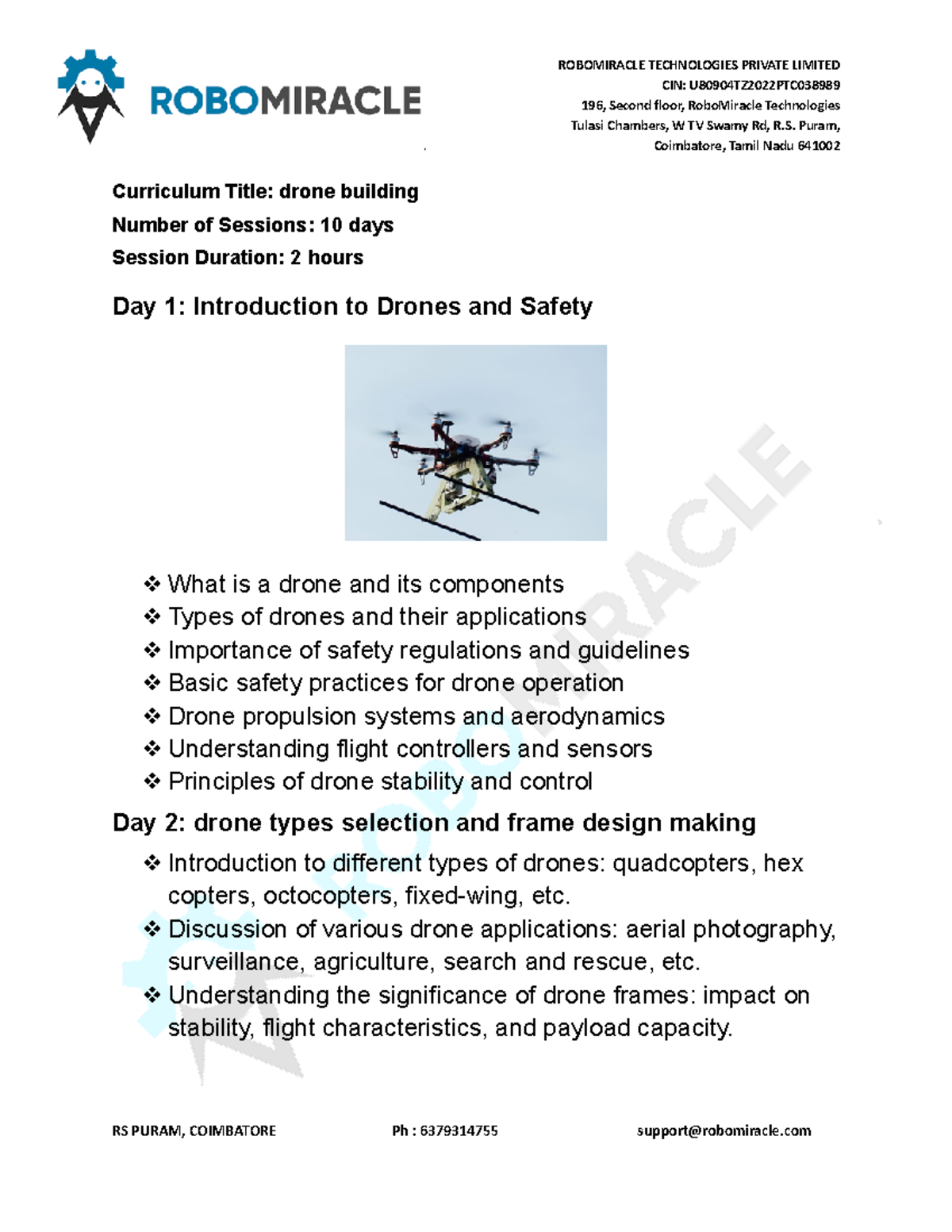 Curriculum Title drone building - CIN: U80904TZ2022PTC 196, Second ...