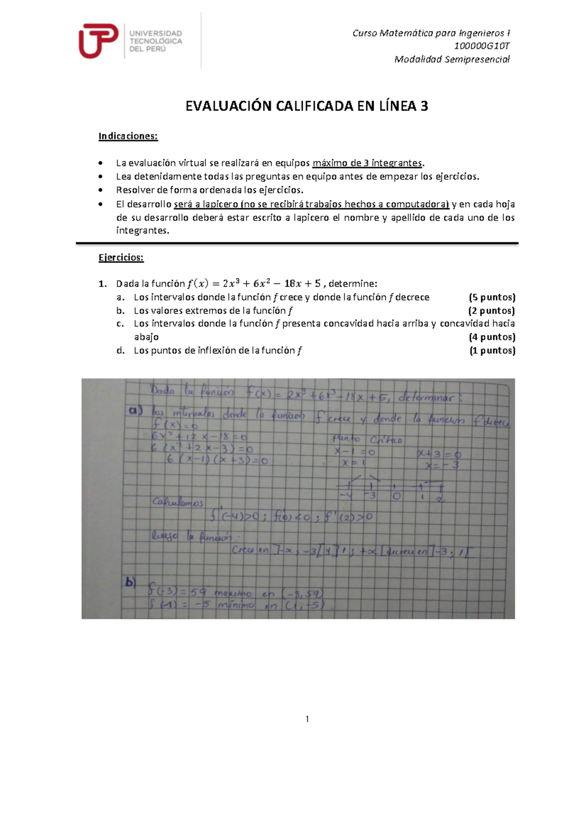 UTP Evaluacion Calificada En Linea-3 - Warning: TT: undefined function: 32 Curso Matemática para ...