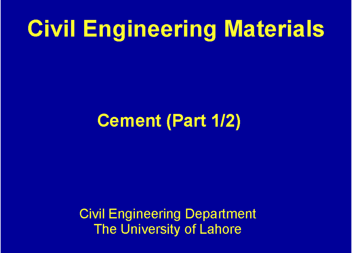 A short introduction to cement - Cement Civil Engineering Materials ...
