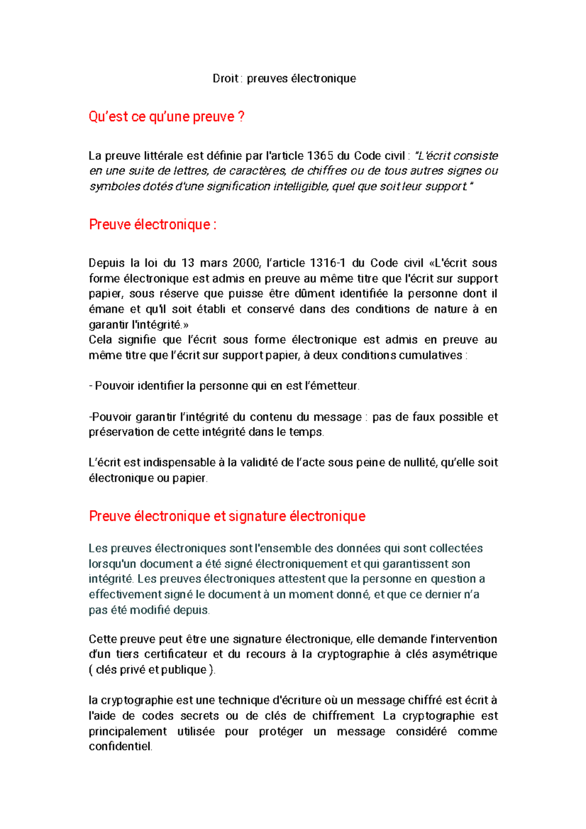 Droit preuves electronique - Droit : preuves électronique Qu’est ce qu ...