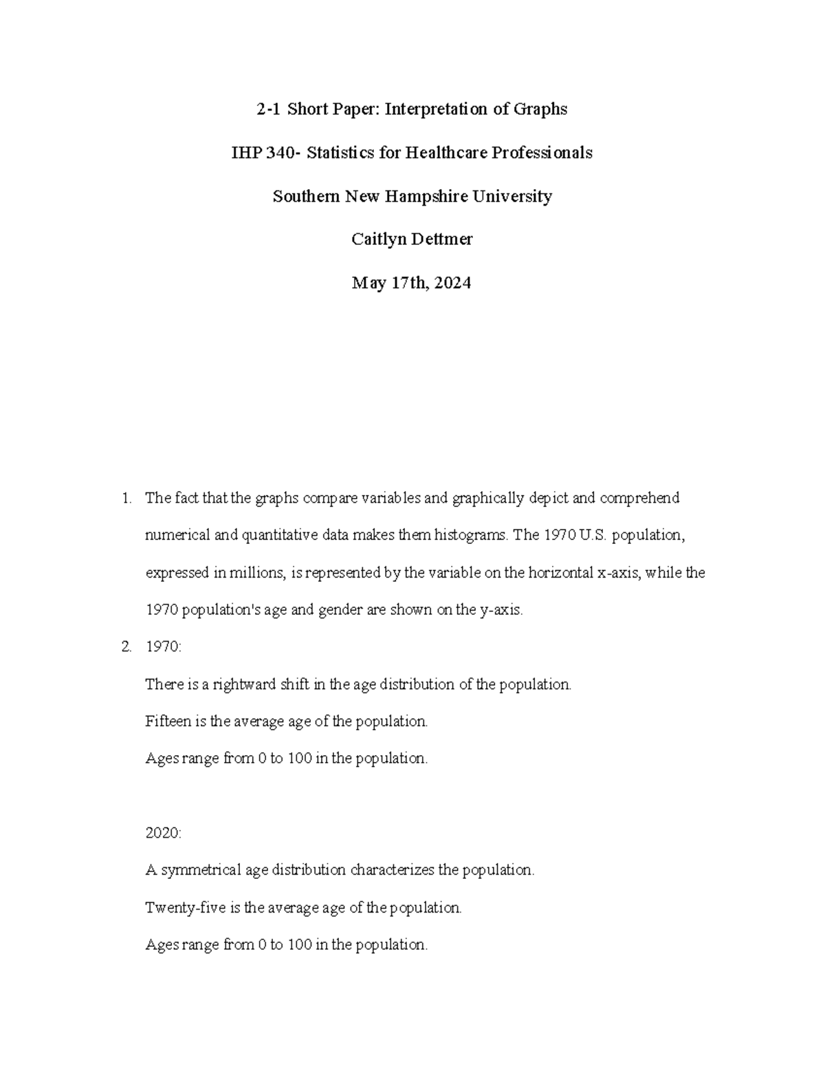 2-1 Short Paper Interpretation of Graphs - The fact that the graphs ...