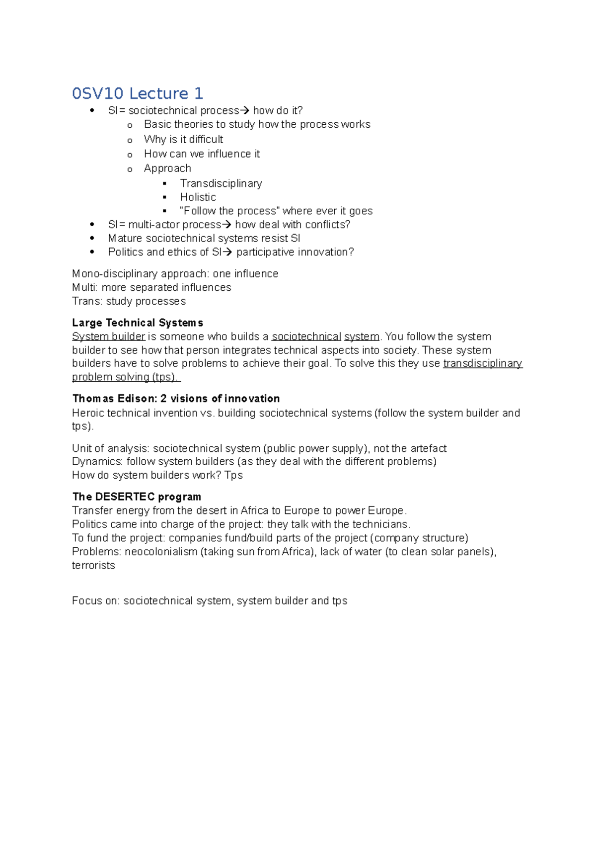 0SV10 Lecture 1 - You follow the system builder to see how that person ...