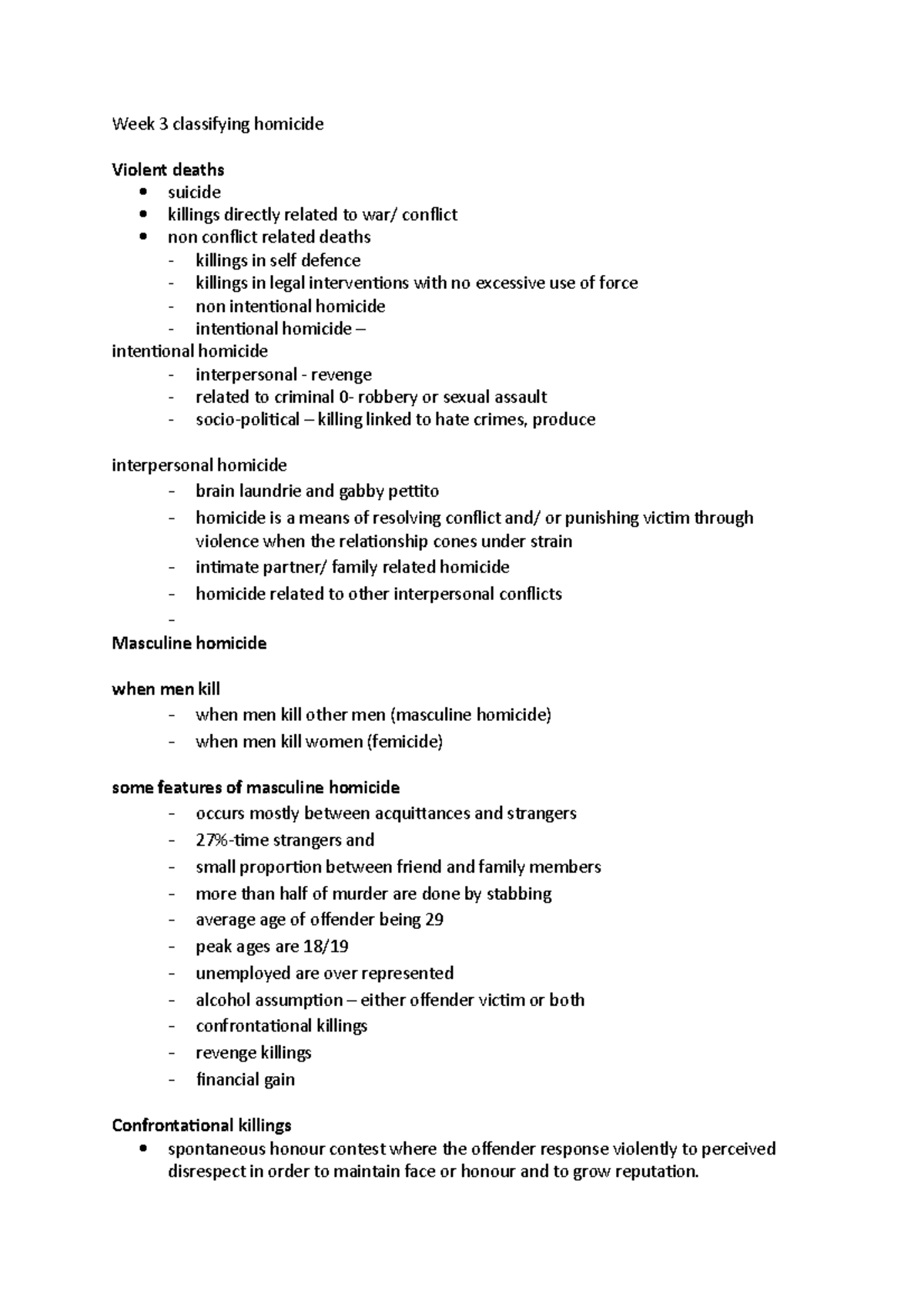 Week 3 classifying homicide - Week 3 classifying homicide Violent ...