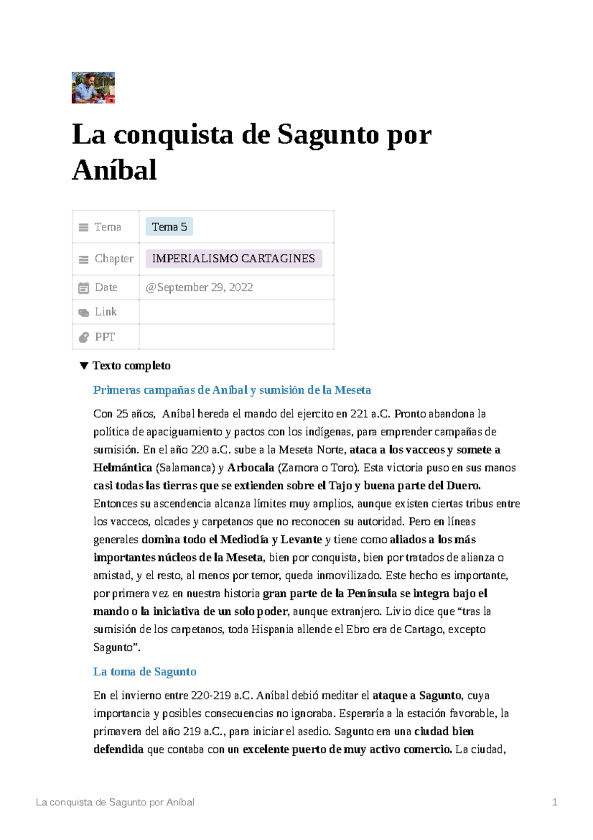 La conquista de Sagunto por Anbal - La conquista de Sagunto por Aníbal Tema Tema 5 Chapter - Studocu