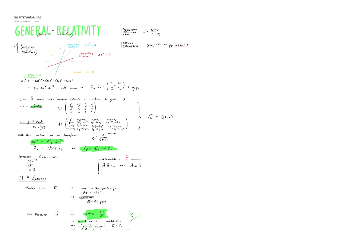 Summary General Relativity 2021 - Studocu