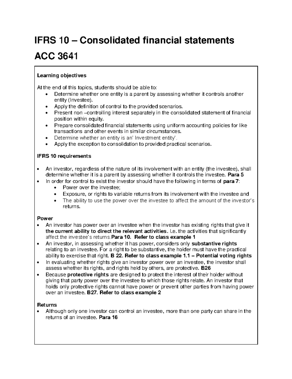IFRS 10 - Consolidations - IFRS 10 – Consolidated financial statements ...