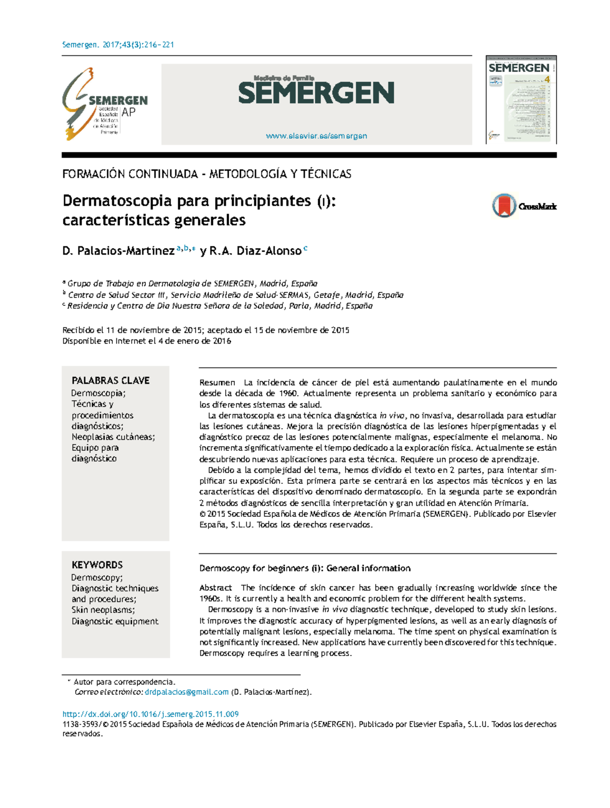 Lectura 2 - Semergen. 2017;43(3):216- elsevier/semergen FORMACIÓN ...
