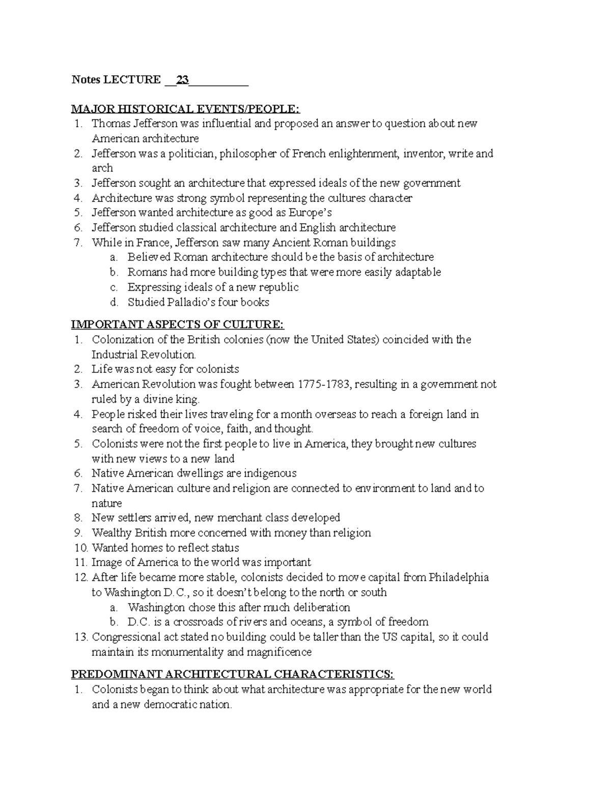 Lecture 23 - Notes LECTURE __23__________ MAJOR HISTORICAL EVENTS ...