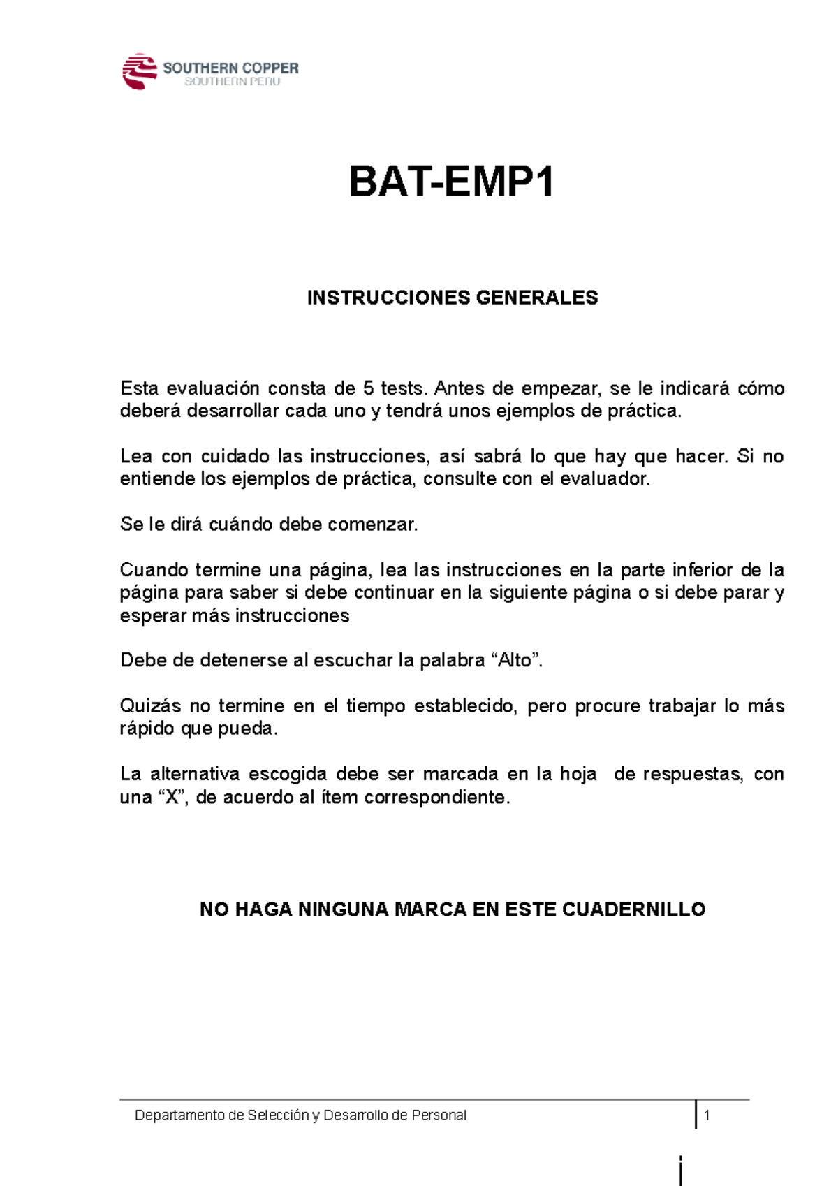 Prueba de PMA - Apuntes de Psicologia clinica - BAT-EMP INSTRUCCIONES ...