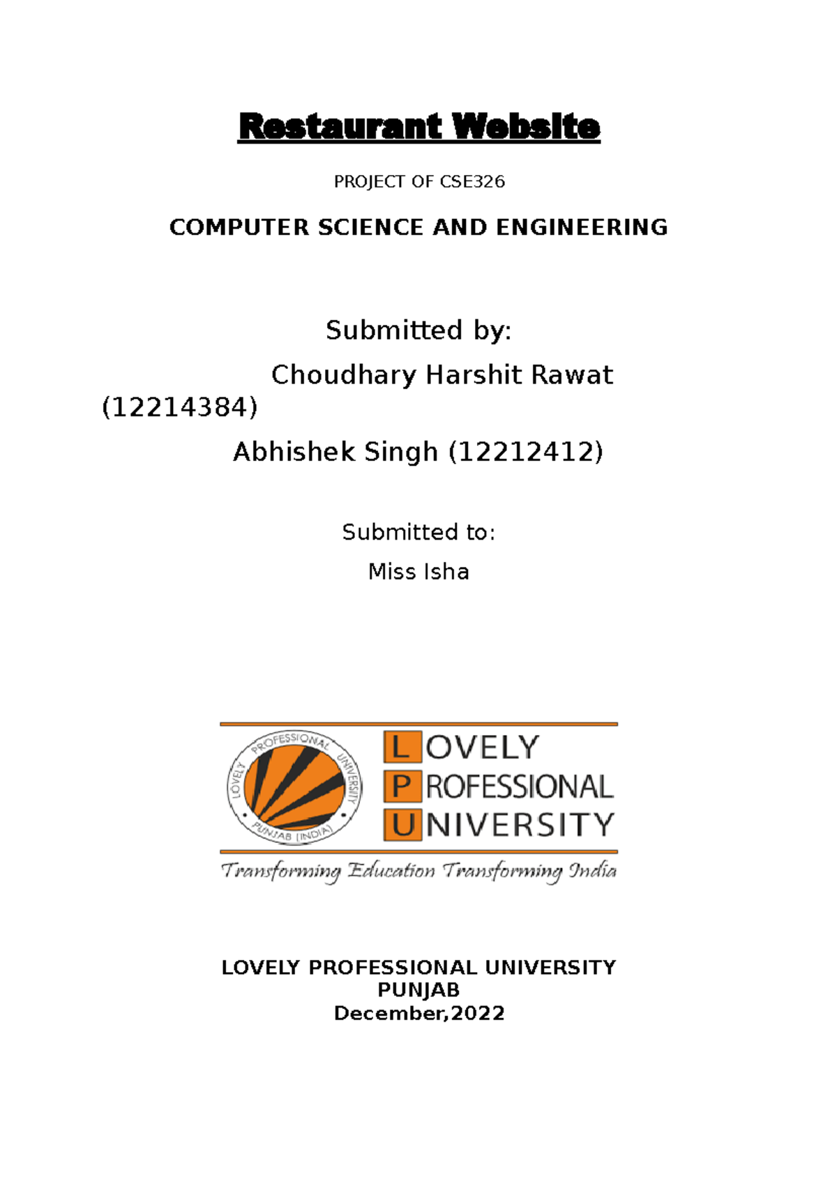 Restraunt Website - YEAH - Restaurant Website PROJECT OF CSE COMPUTER SCIENCE AND ENGINEERING ...