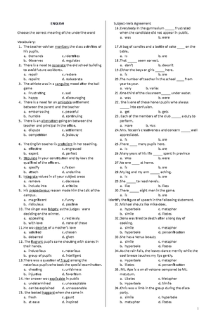 English Reviewer-1 - ENGLISH REVIEWER PART- Choose the best answer for ...