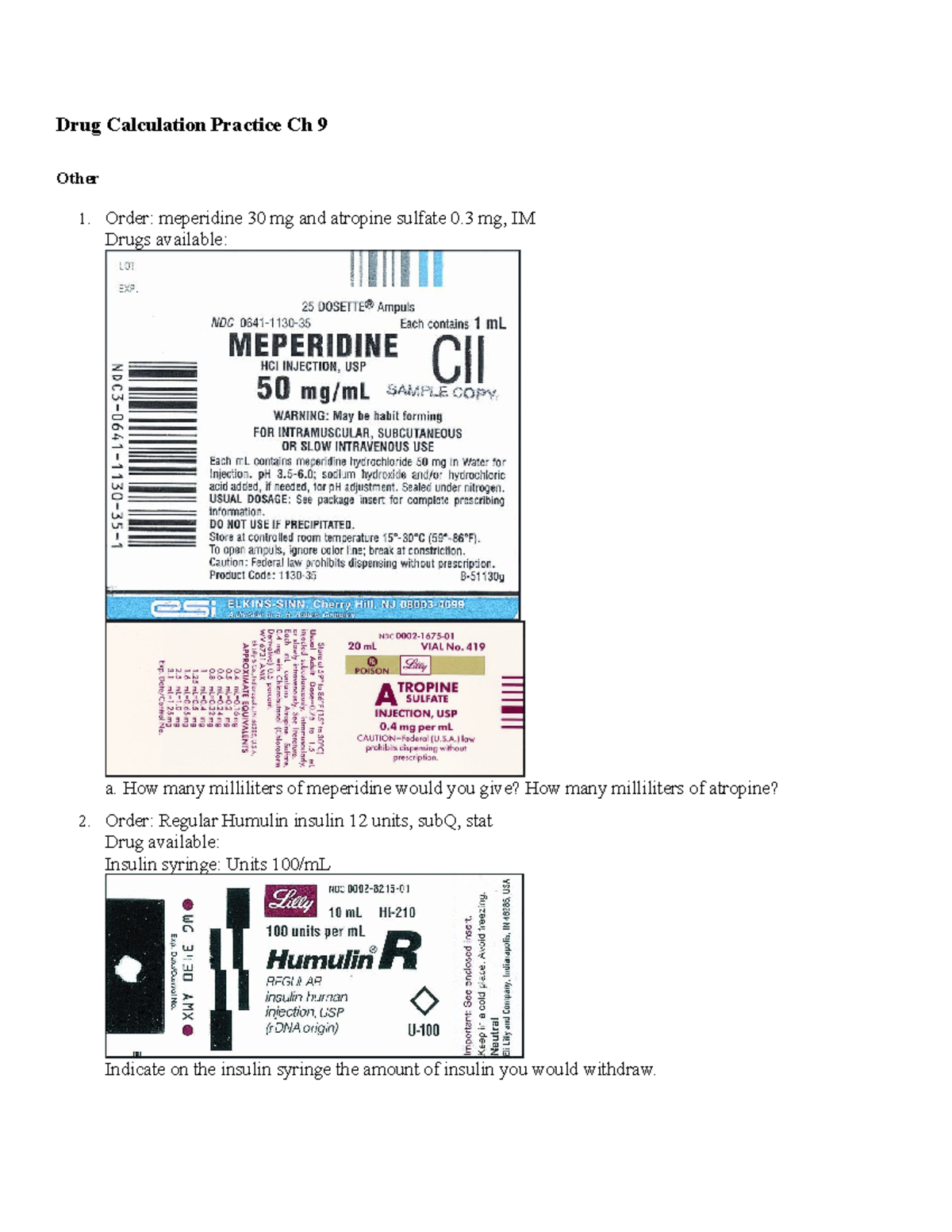 Chapter 9 Drug Calculations Practice Test With Answers Drug