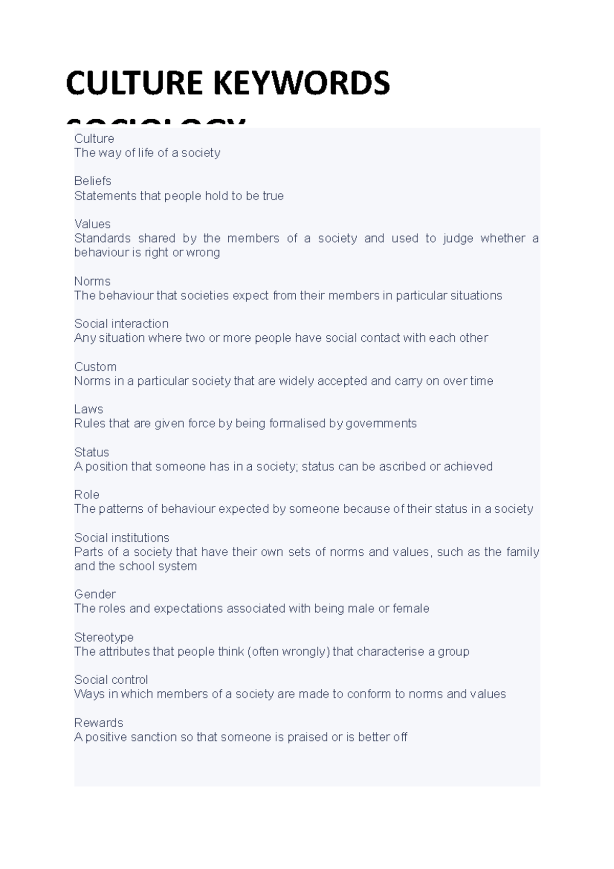 Culture keywords sociology - Culture The way of life of a society ...