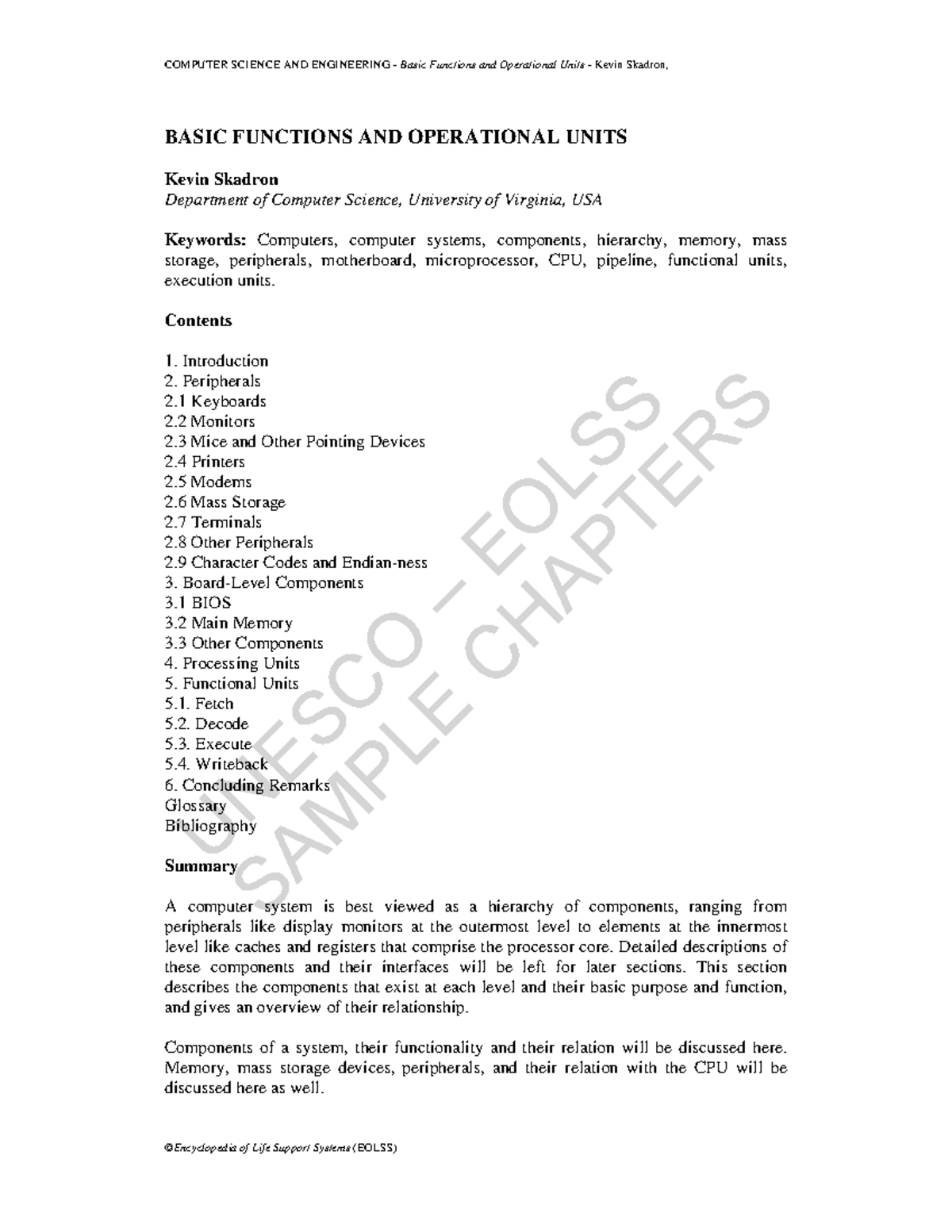 E6 45 02 01 - Basic functions of computer - UNESCO ñ EOLSS SAMPLE ...