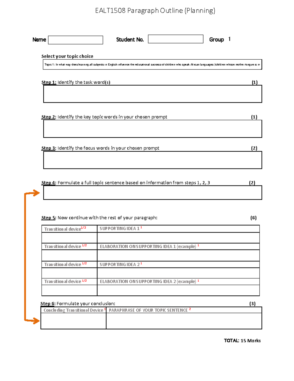Paragraph Outline Planning - Editable - EALT1508 Paragraph Outline ...