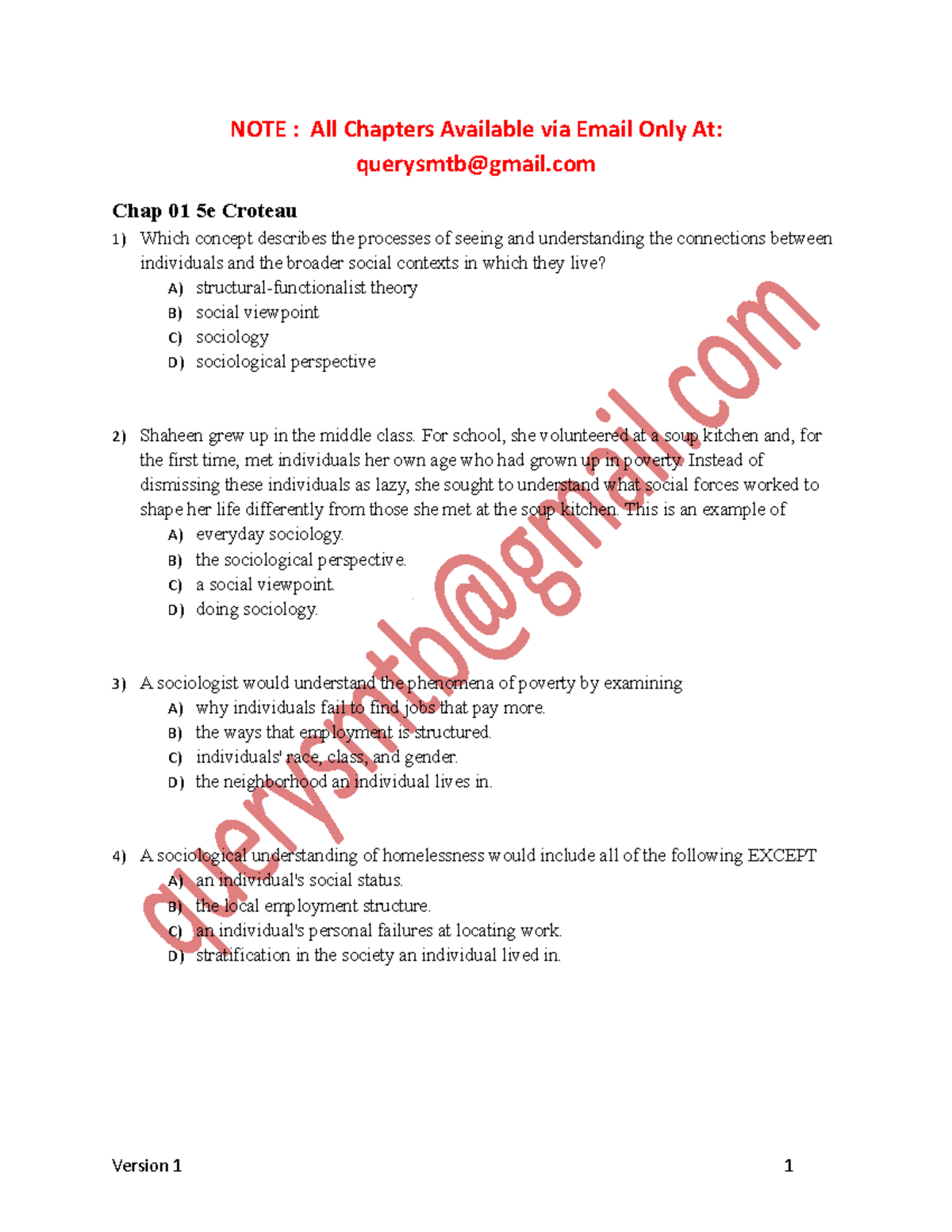 Test Bank and Solutions For Experience Sociology, 5th Edition By David ...